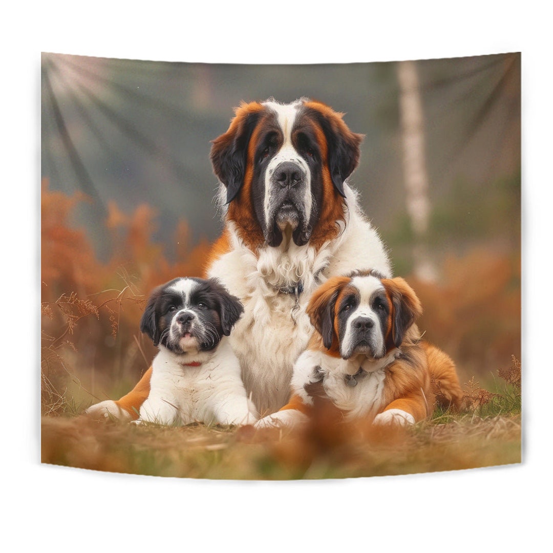 Saint Bernard Family Tapestry, Wall Hanging Art, Saint Bernard Family ...
