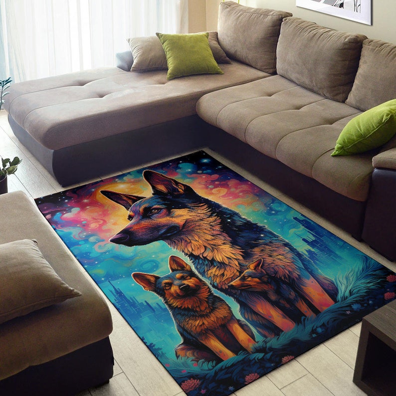 German Shepherd Area Rug, German Shepherd Trippy Rug, German Shepherd ...