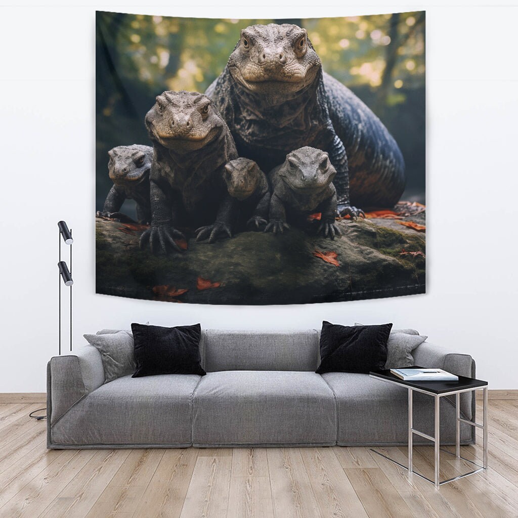 Komodo Dragon Family Tapestry, Wall Hanging Art, Komodo Dragon Family ...