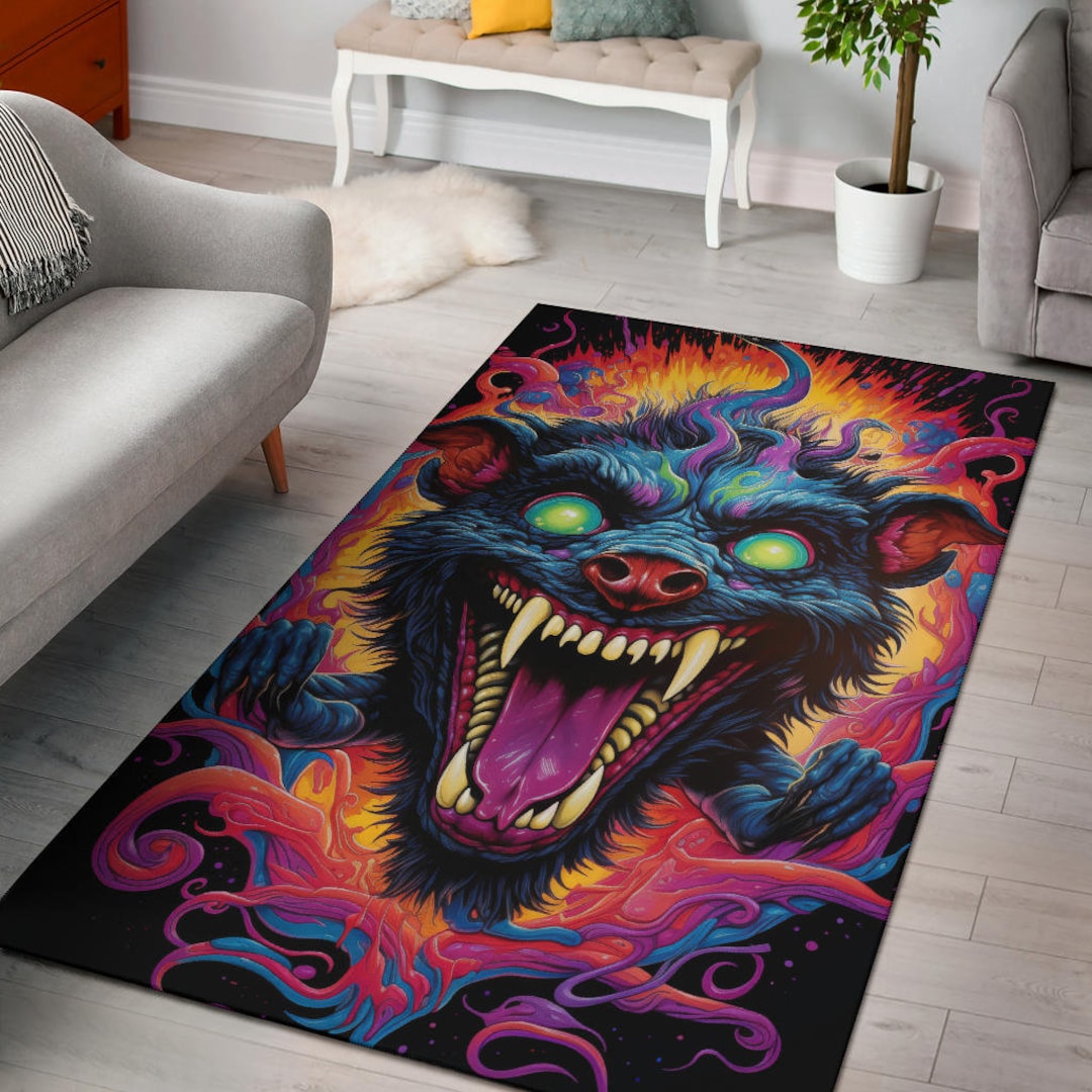 Tasmanian Devil Rug, Tasmanian Devil Trippy Rug, Tasmanian Devil Gifts ...