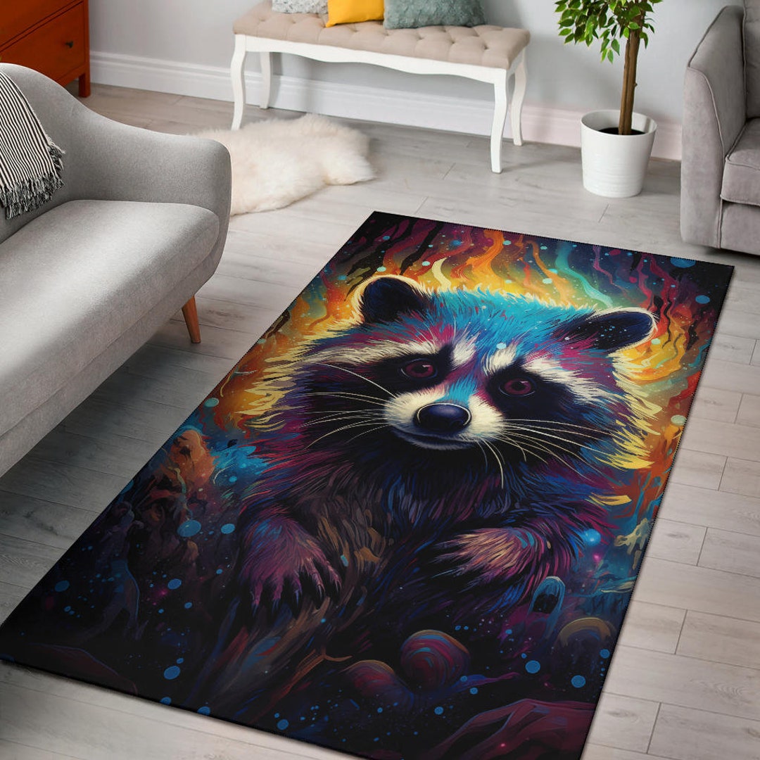 Raccoon Rug, Raccoon Trippy Rug, Raccoon Gifts, Raccoon Decor - Etsy