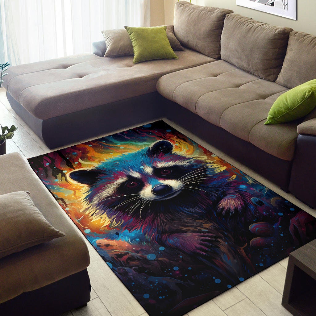 Raccoon Rug, Raccoon Trippy Rug, Raccoon Gifts, Raccoon Decor - Etsy