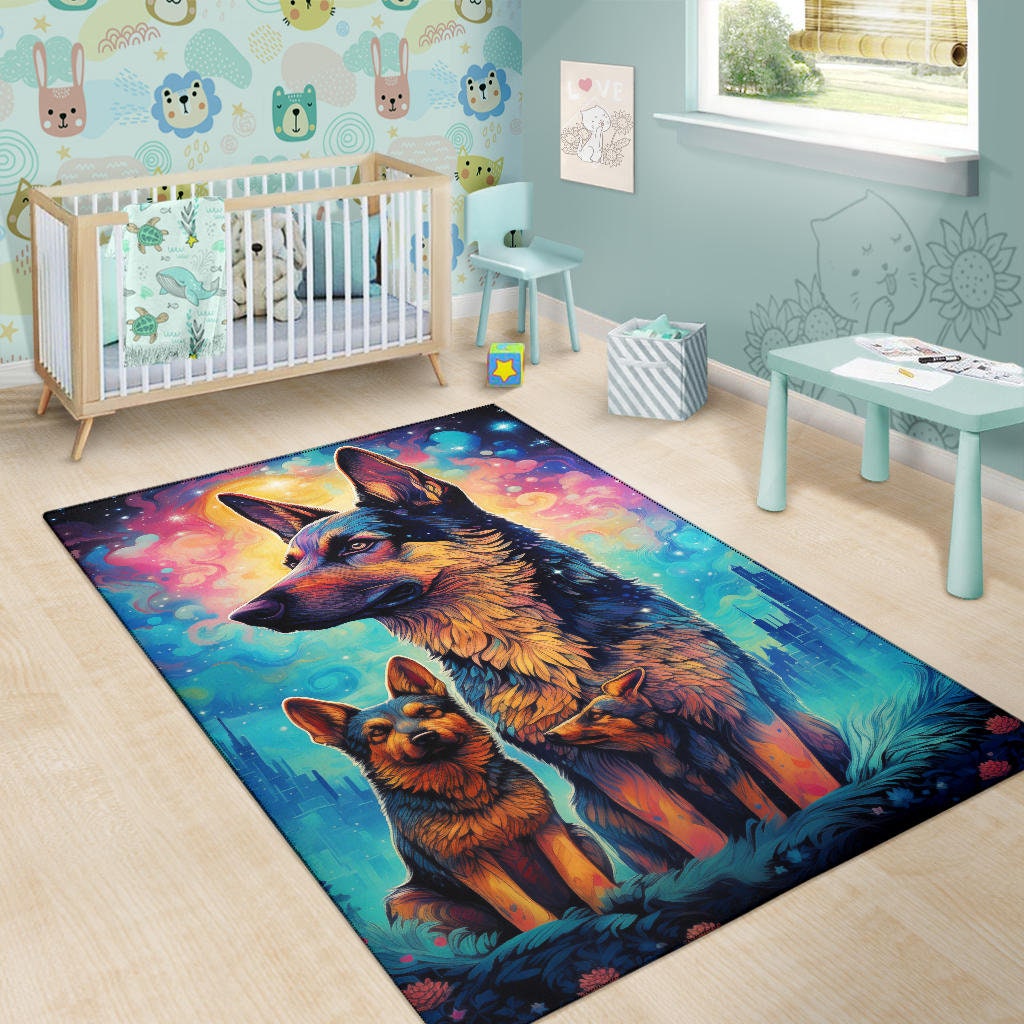 German Shepherd Area Rug, German Shepherd Trippy Rug, German Shepherd ...
