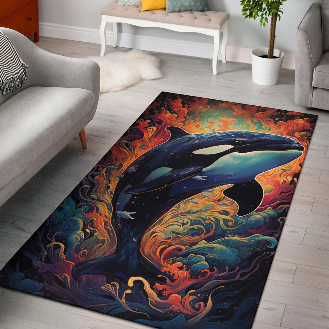 Orca Killer Whale Lion Rug, Orca Killer Whale Trippy Rug, Orca Killer ...