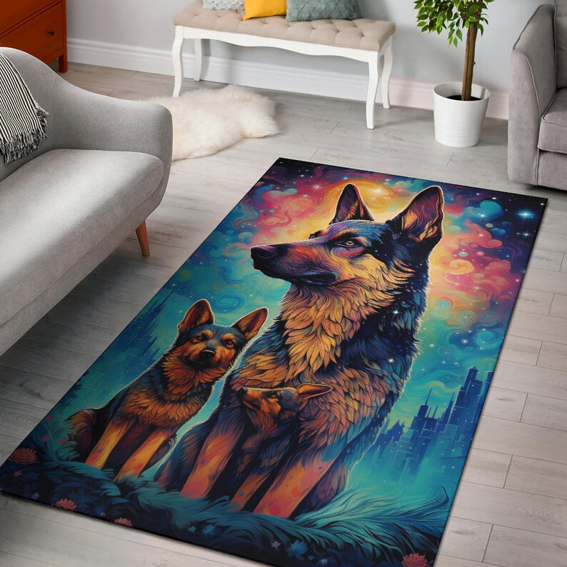 German Shepherd Area Rug, German Shepherd Trippy Rug, German Shepherd ...