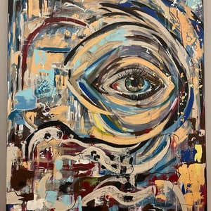 Original Abstract Eye Art Handmade Acrylic Painting Colorful Modern ...