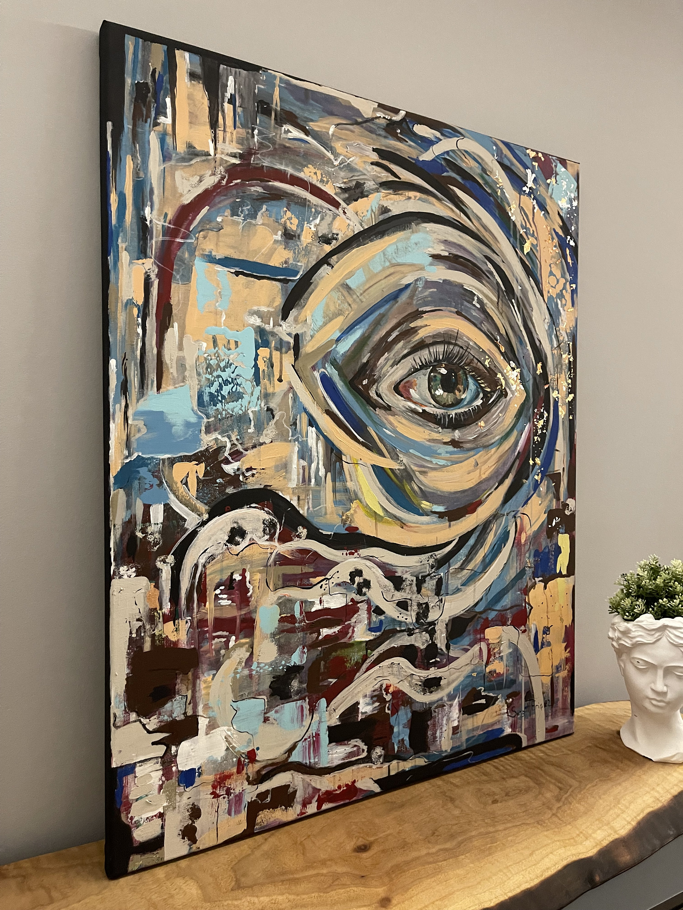 Original Abstract Eye Art Handmade Acrylic Painting Colorful Modern ...