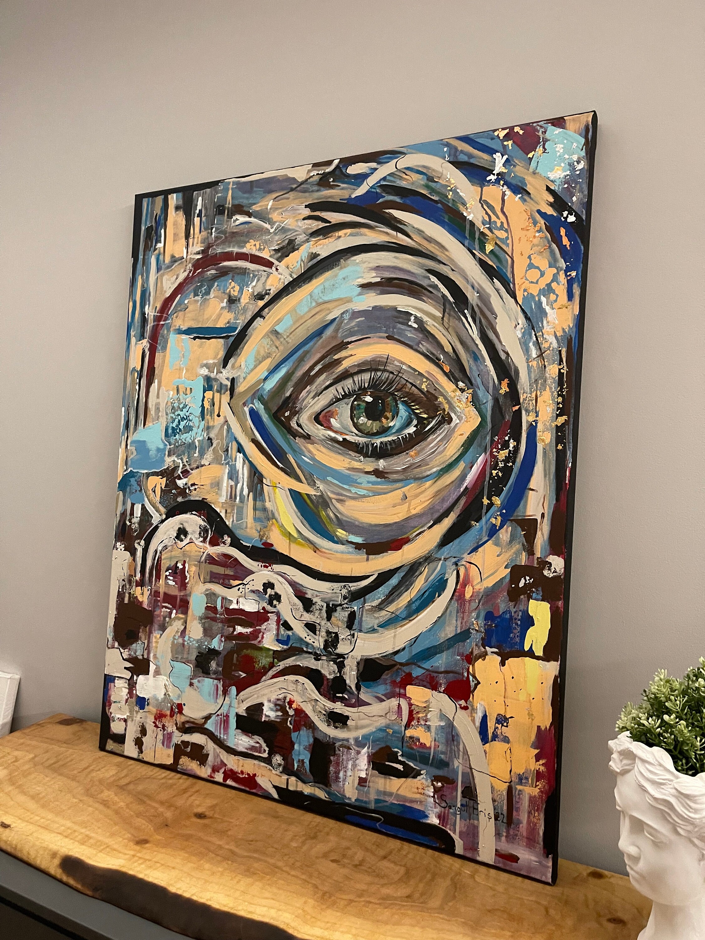 Original Abstract Eye Art Handmade Acrylic Painting Colorful Modern ...