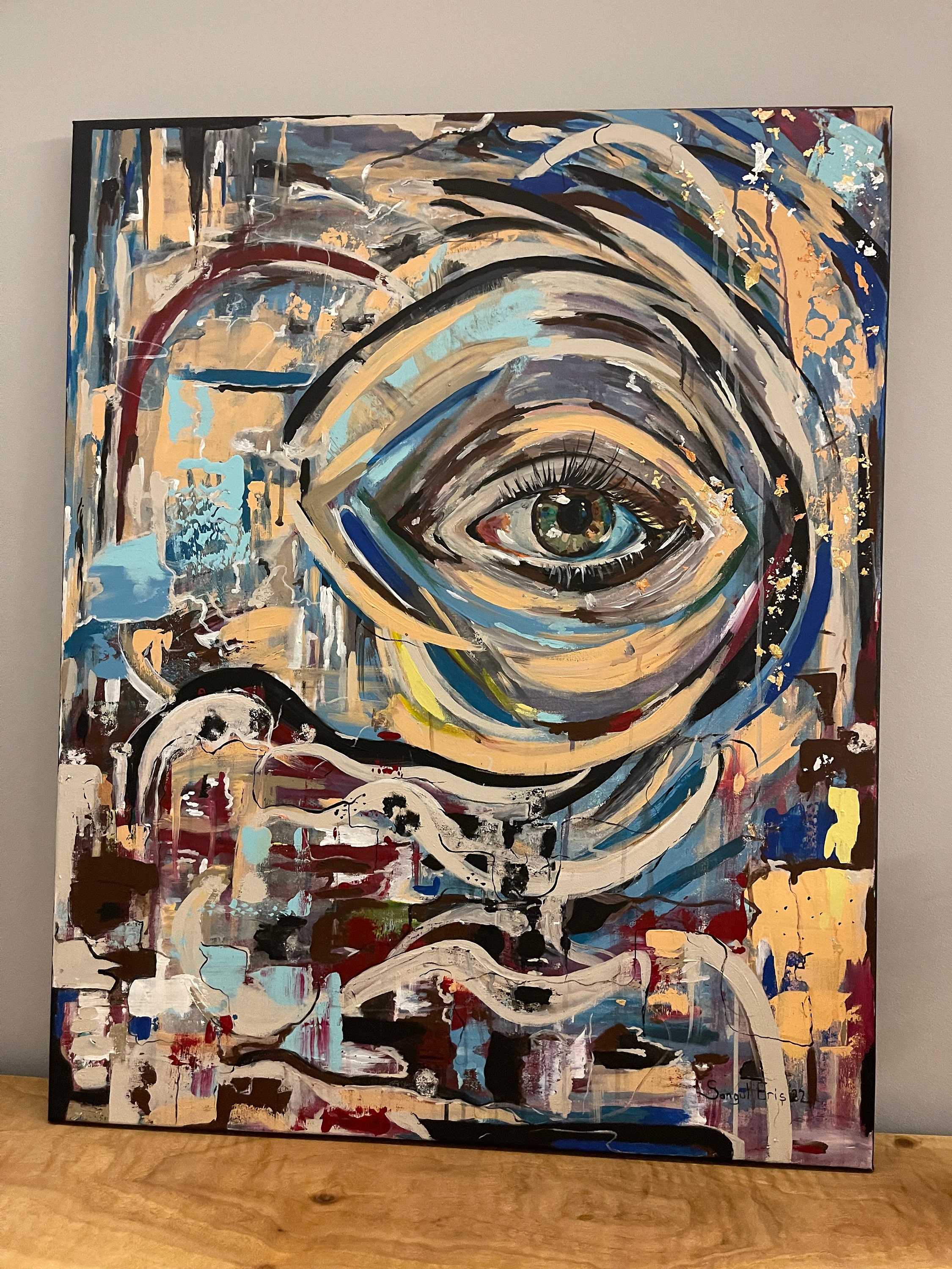 Original Abstract Eye Art Handmade Acrylic Painting Colorful Modern ...