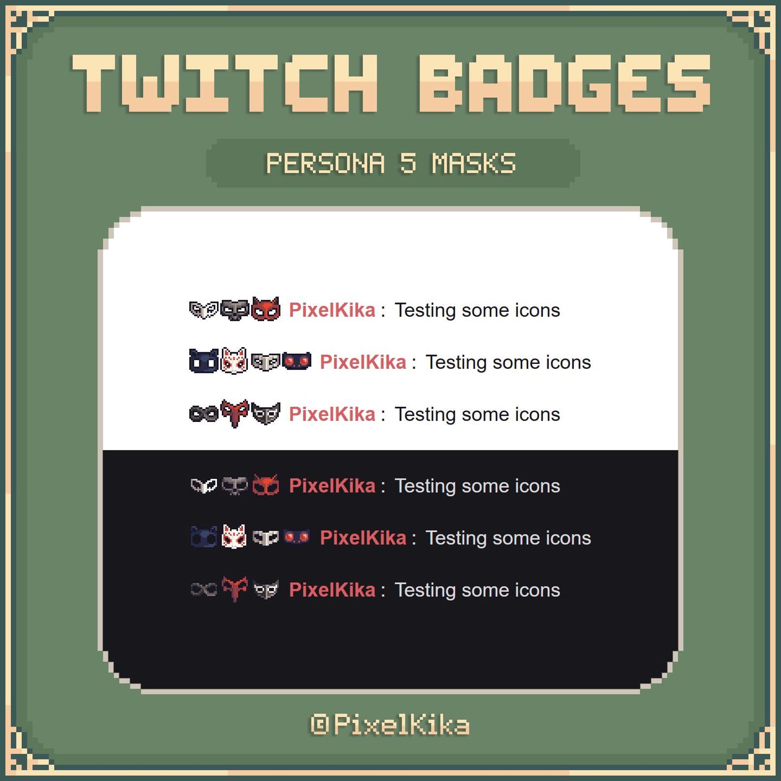 Persona 5 Phantom Thieves Masks | Pixel Art Twitch Badges | Cute ...