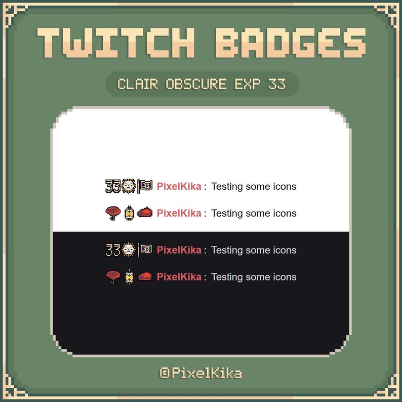 Clair Obscur Exp 33 | 6 Pixel Art Twitch Bit / Sub Badges | Cute ...