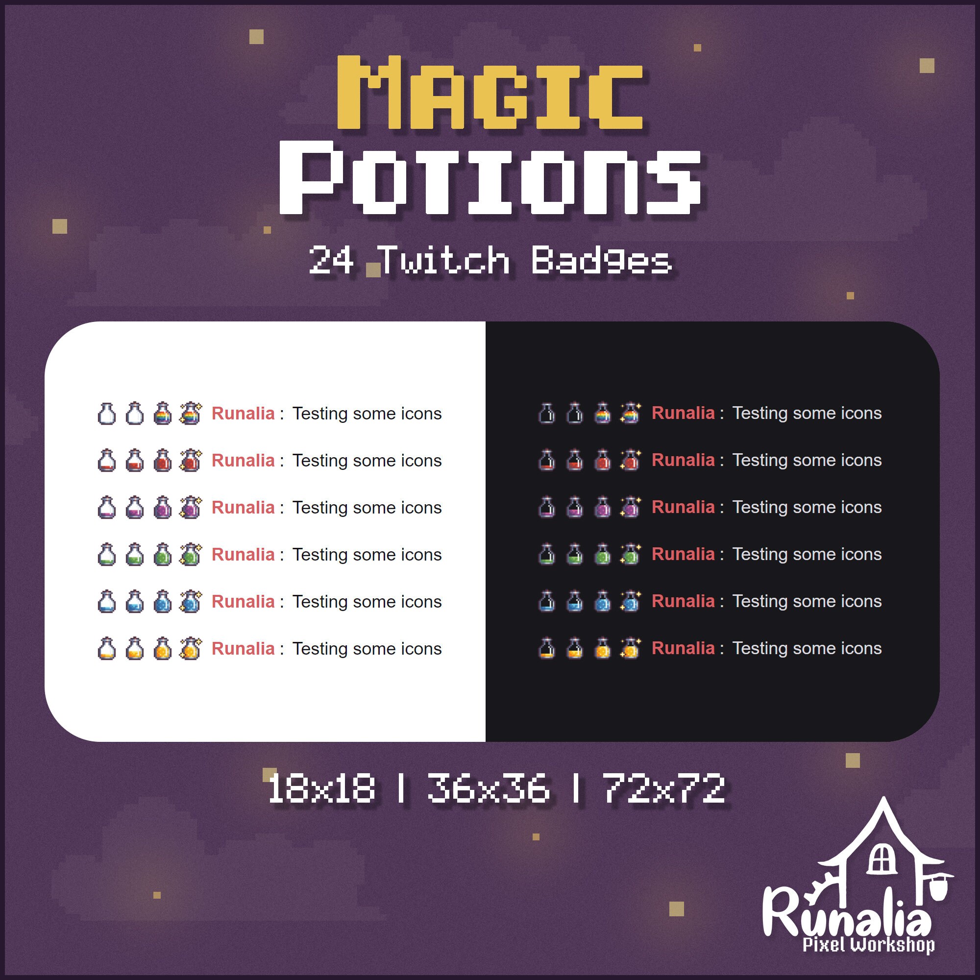 Magic Potions 24 Pixel Art Twitch Bit / Sub Badges Cute & - Etsy