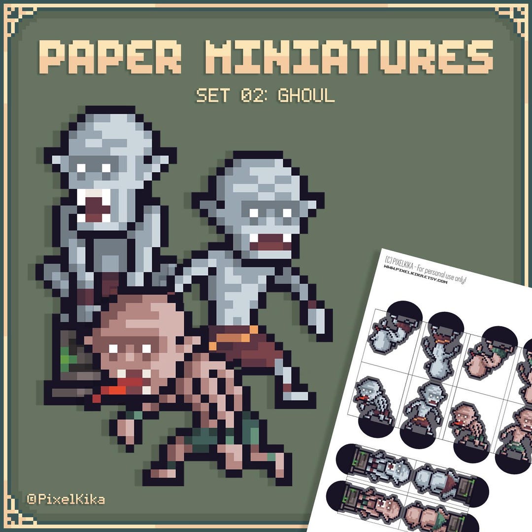 GHOULS | Printable Miniatures | Pixel Art Paper Miniatures | for TTRPG ...