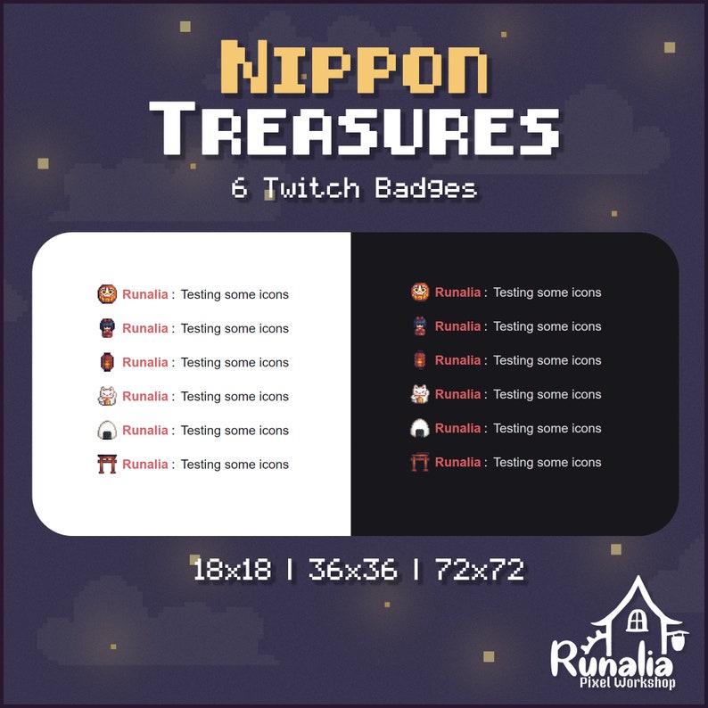 Nippon Treasures | 6 Pixel Art Twitch Bit / Sub Badges | Cute & Retro ...
