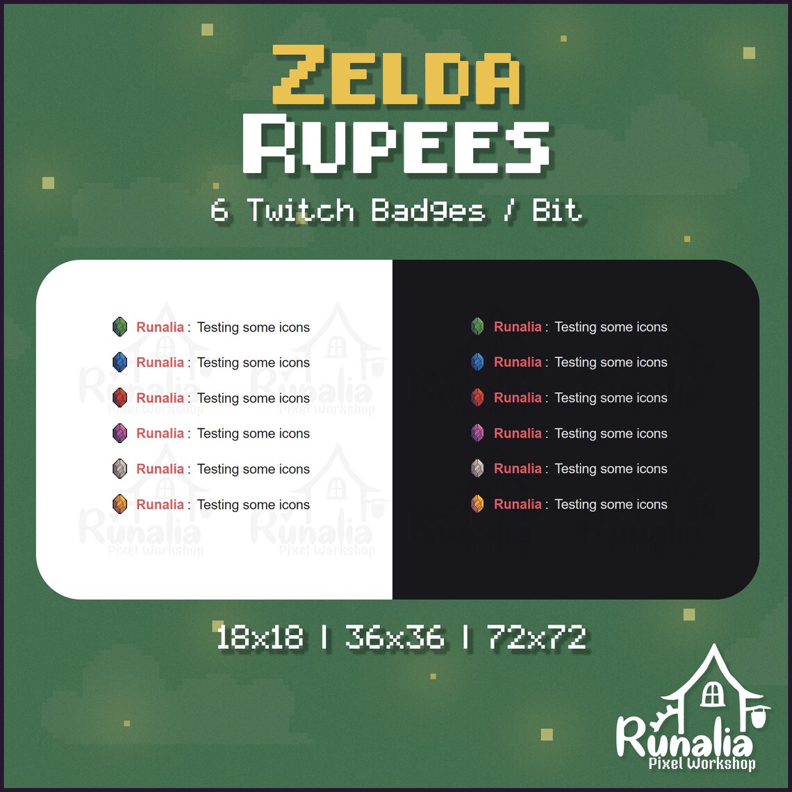 Zelda Rupees | 6 Pixel Art Twitch Bit / Sub Badges | Cute & Retro ...