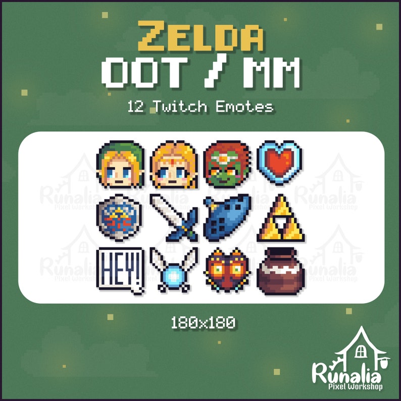 Zelda OOT MM 12 Pixel Art Twitch Emotes Cute & Retro Ready for Use - Etsy