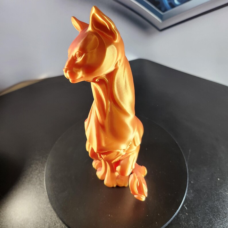 3D Printed Pink and Gold Cat Statue - Modern Home Decor - Etsy
