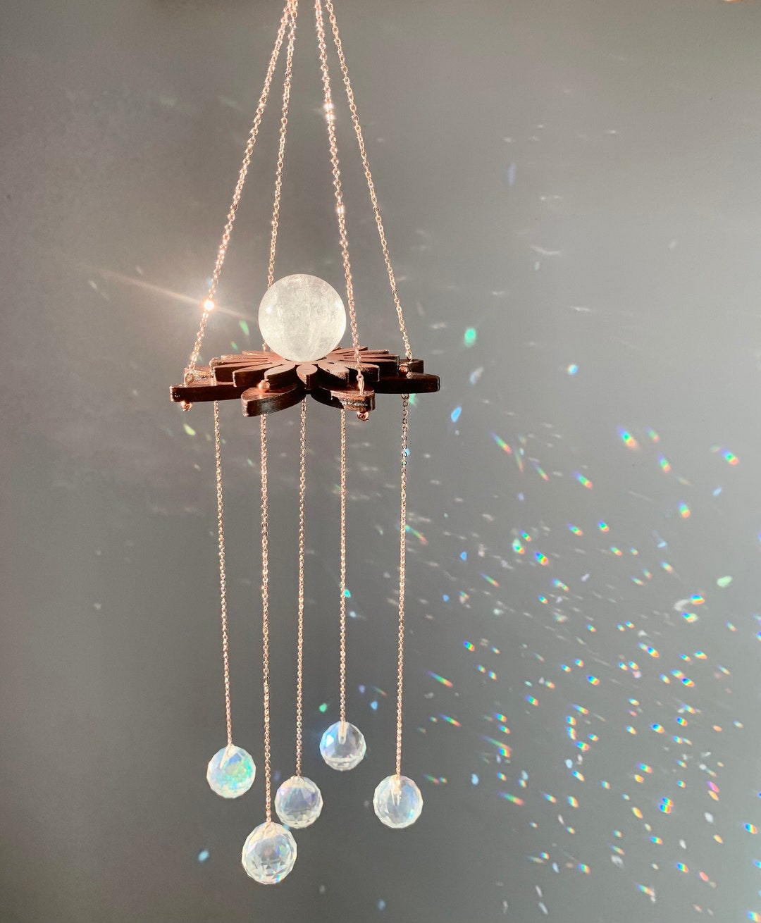 Lotus Sphere Charger Rainbow Catcher, Wood Sun Catcher, Rainbow Catcher ...