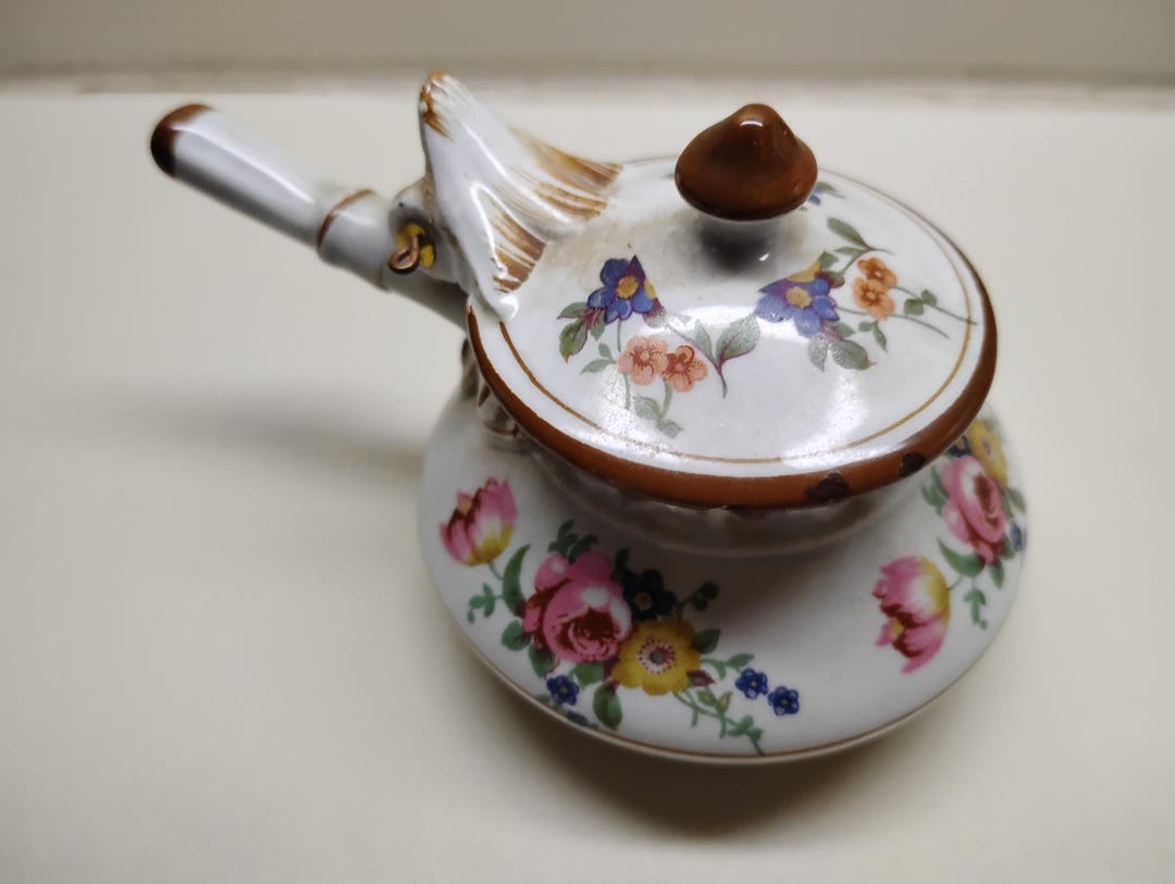 Vintage Mini Ker-vitrex Porcelain Vessel With Hinged Lid and Single ...