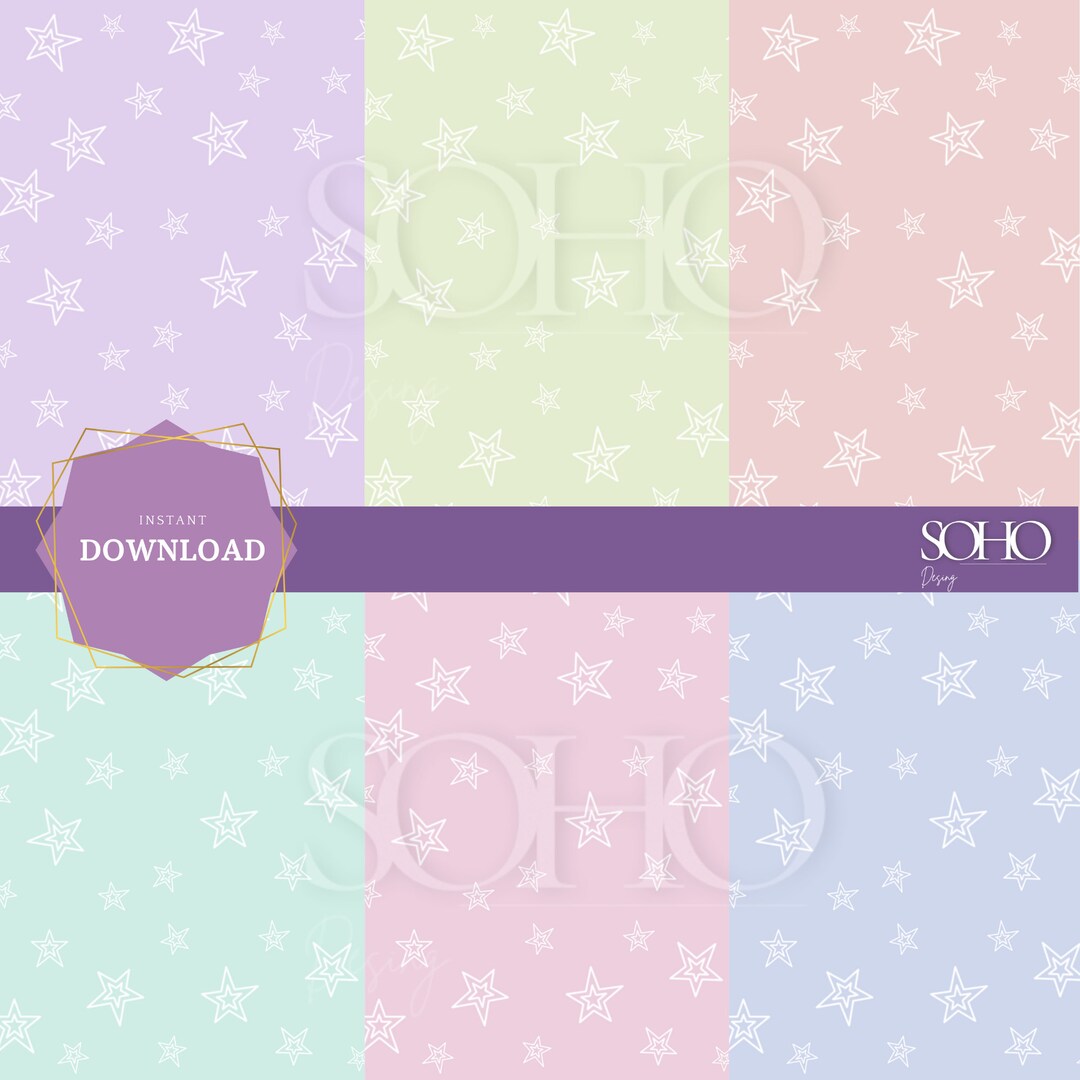 Star Patterns Digital Paper, Digital Paper Stars, Confetti Star Pattern ...