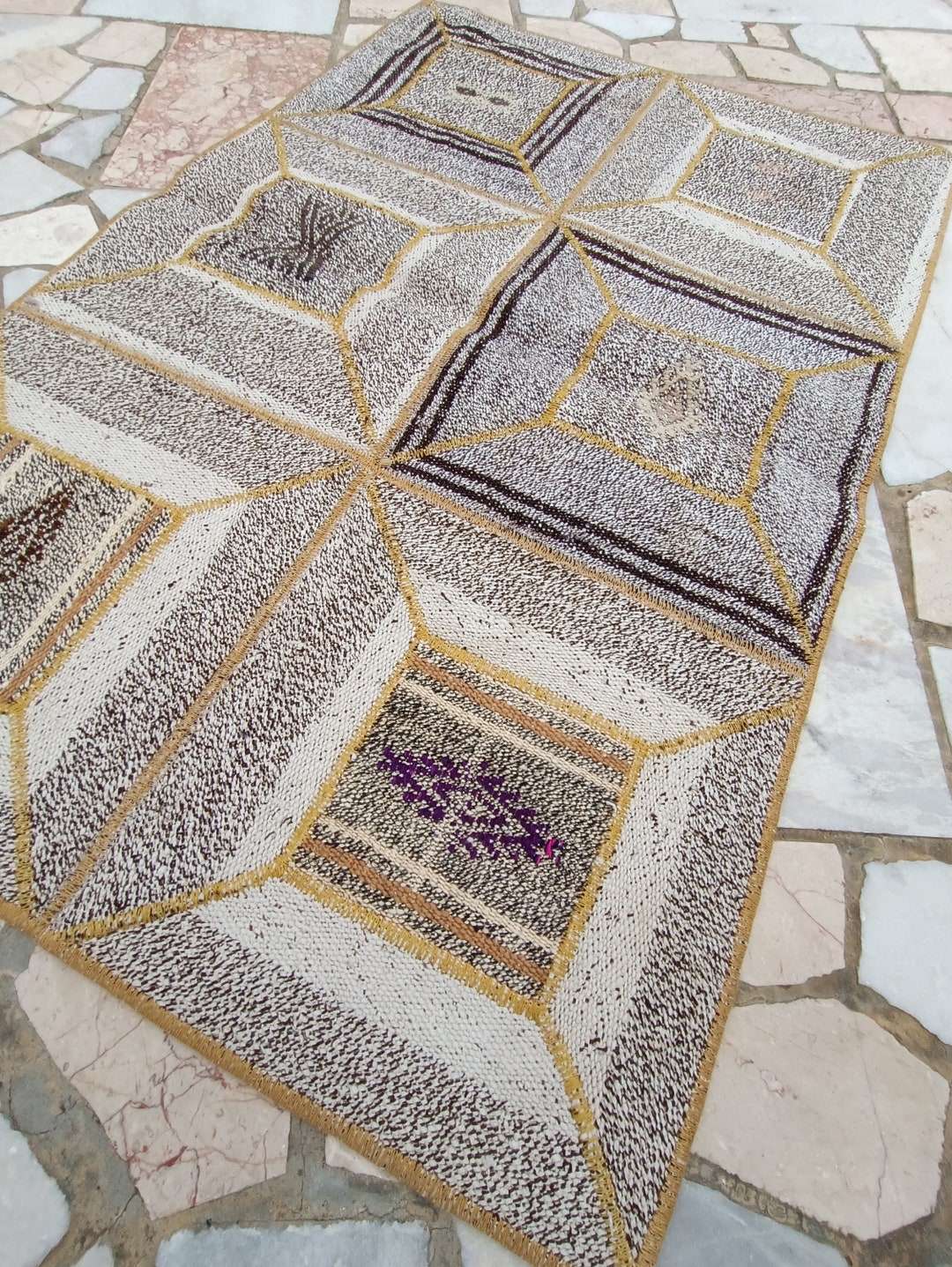 2.2X3.4 FT Gray Vintage Rug Unusual Rug Patchwork Rug Uniqe Rug ...