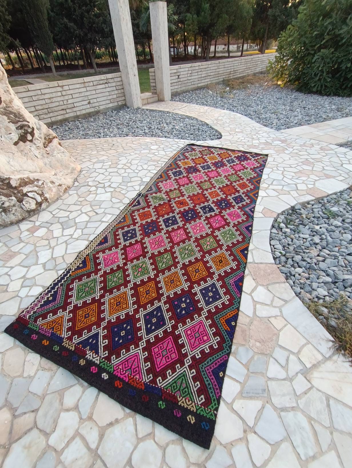 4x10ft Large Runner Rug Extra Long Runner Rug Kilim Runner Vintage ...