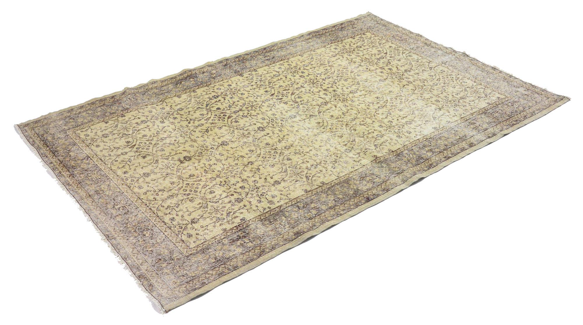 Vintage Turkish Usak Rug: Handknotted Wool Floral Carpet 8x5.2 Ft - Etsy UK