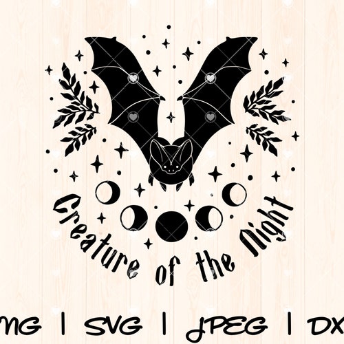 Goth Bat Svg Bat Cut File Spooky Bat Svg Moon Phase Svg - Etsy