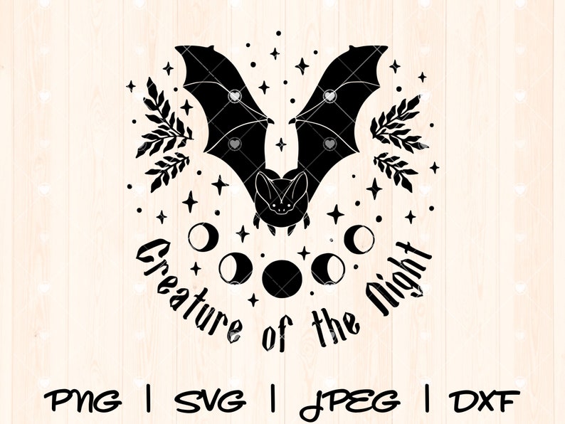 Goth Bat Svg Bat Cut File Spooky Bat Svg Moon Phase Svg - Etsy