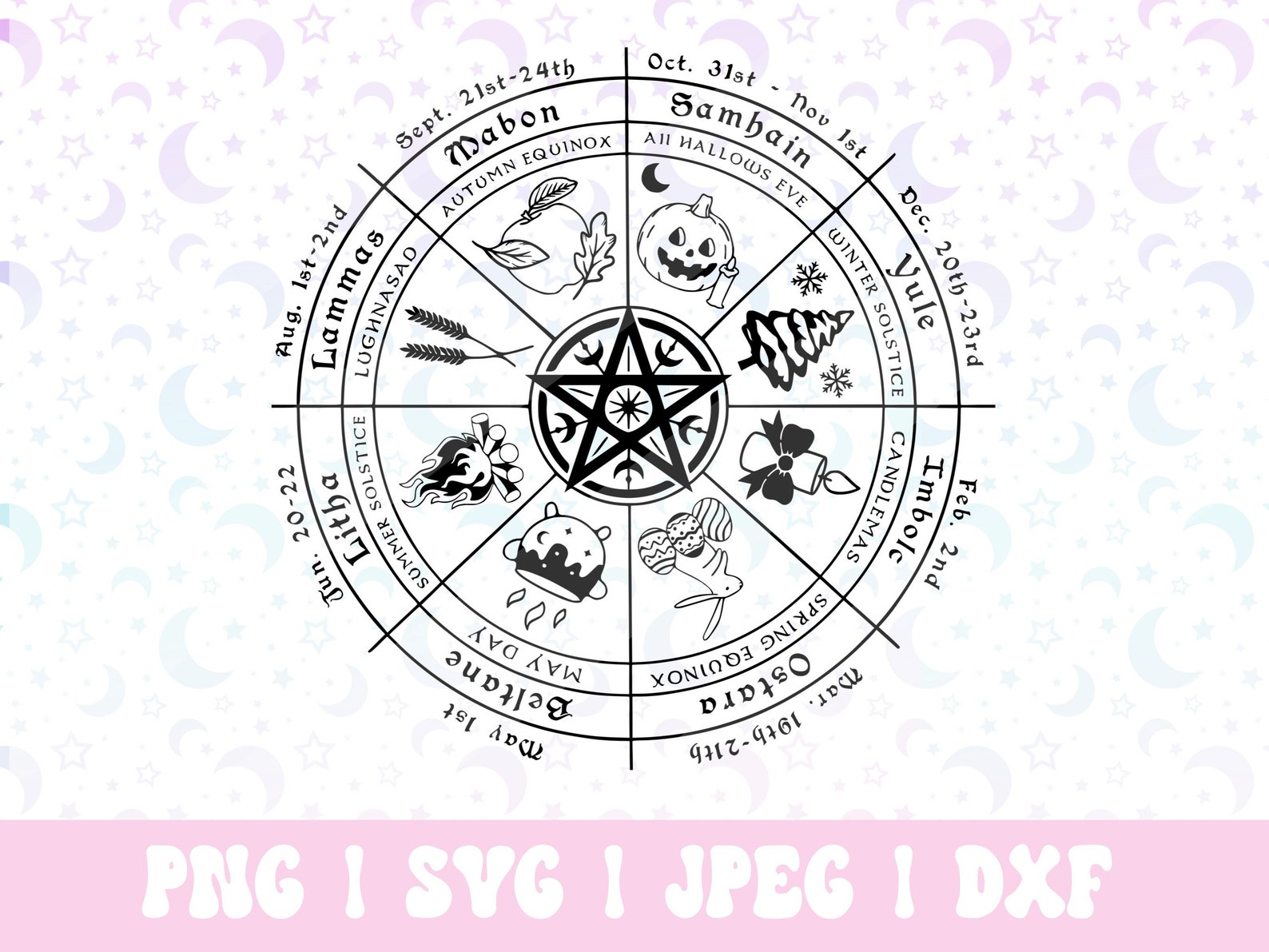 Wheel of the Year Svg Wicca Svg Witch Svg Witchcraft Svg - Etsy