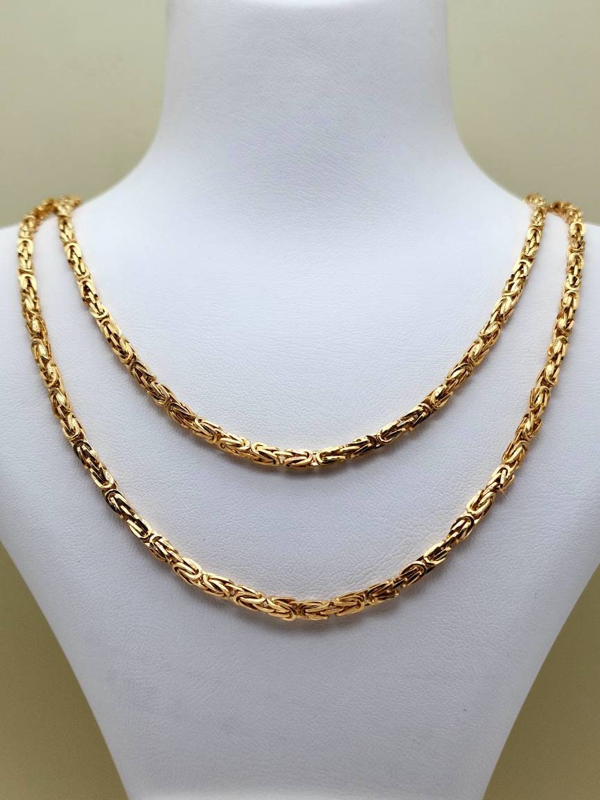 18k Gold Byzantine Chain. Heavy Gold Chains. REAL GOLD. Worldwide Free ...