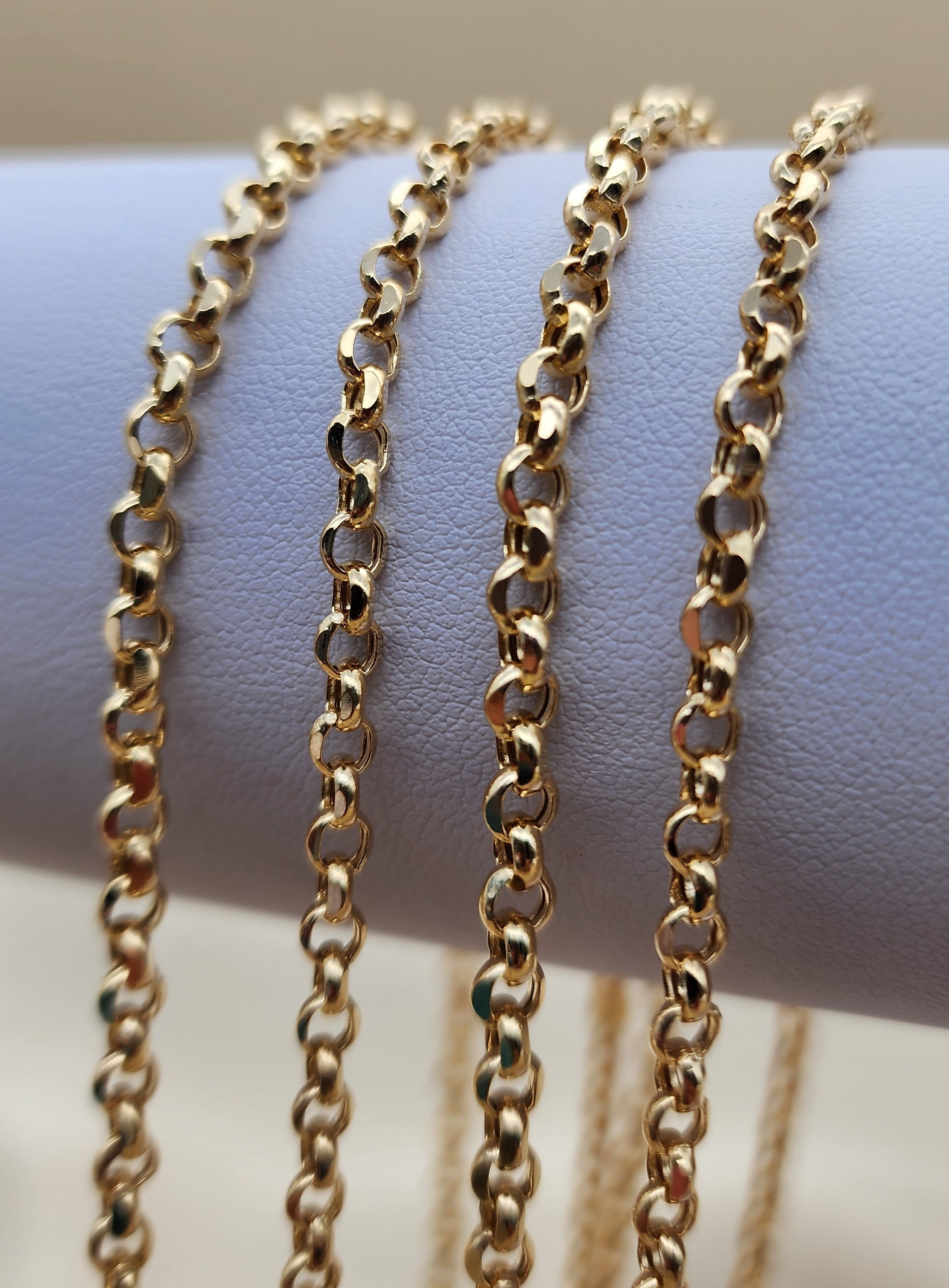 14k Gold Rolo Chains. Different Sizes. 3mm/4mm. REAL GOLD. Worldwide ...
