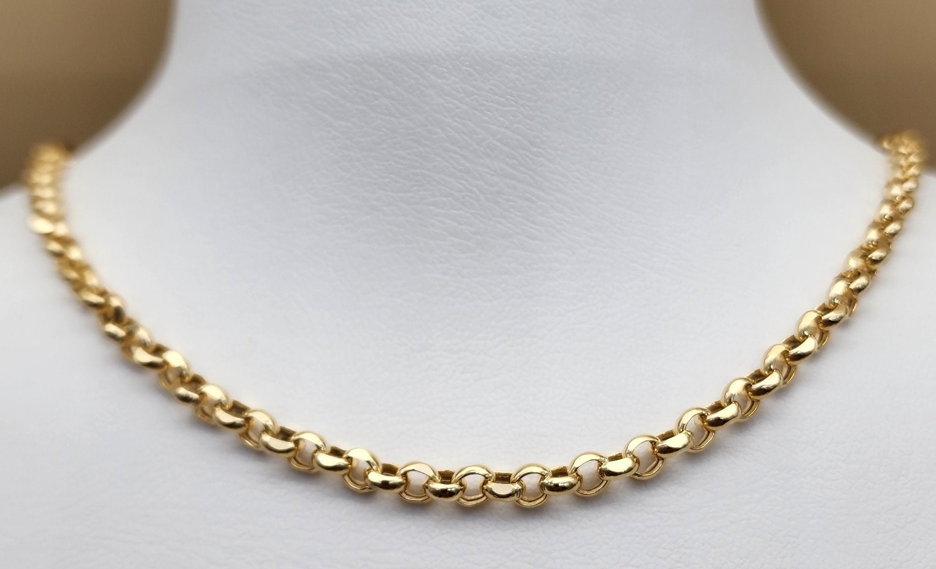 14k Gold Rolo Chains. Different Sizes. 3mm/4mm. REAL GOLD. Worldwide ...