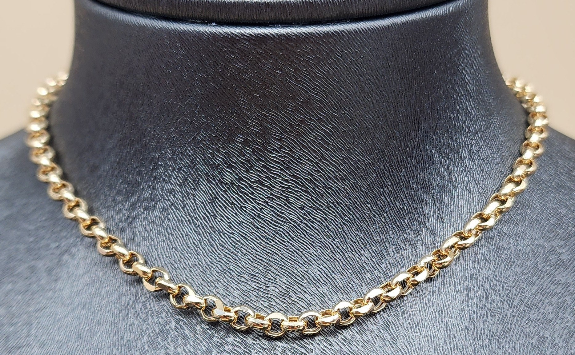 14k Gold Rolo Chains. Different Sizes. 3mm/4mm. REAL GOLD. Worldwide ...