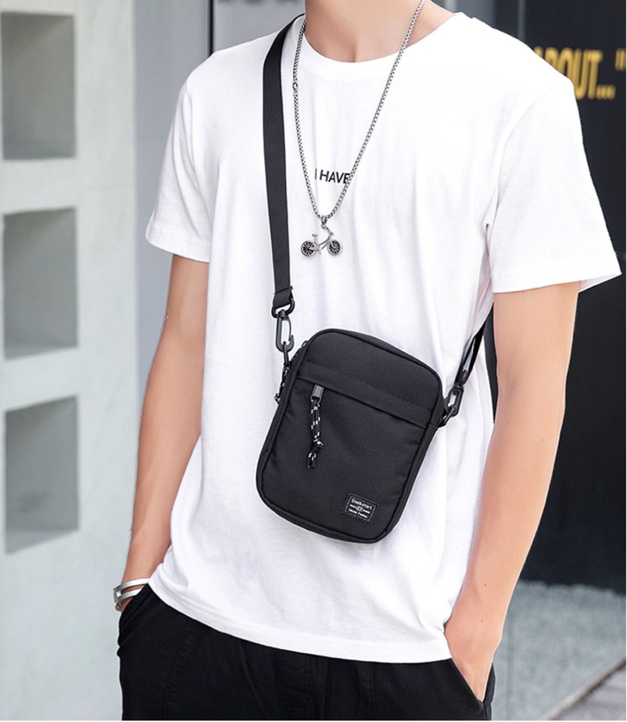 Men Small Bag Shoulder Bag Trendy Diagonal Backpack Chest Bag Etsy
