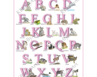 Animal Alphabet Watercolor Poster - Etsy