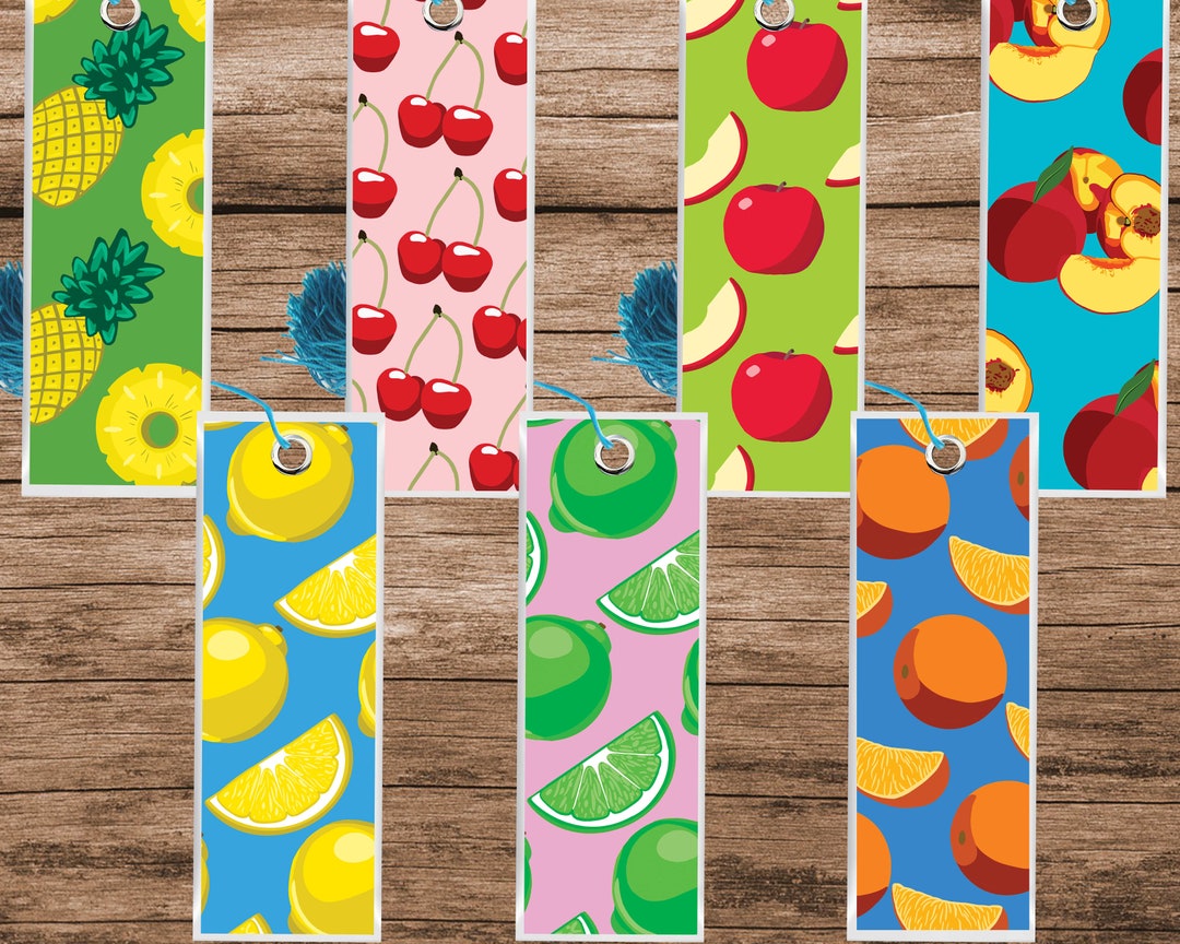 Fruit Bookmarks, Cute Bookmark, Summer Bookmarks, Apple, Cherry, Lemon ...