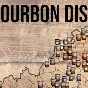 Kentucky Bourbon Distilleries Map Push Pin Map Bourbon Trail Wall Art ...