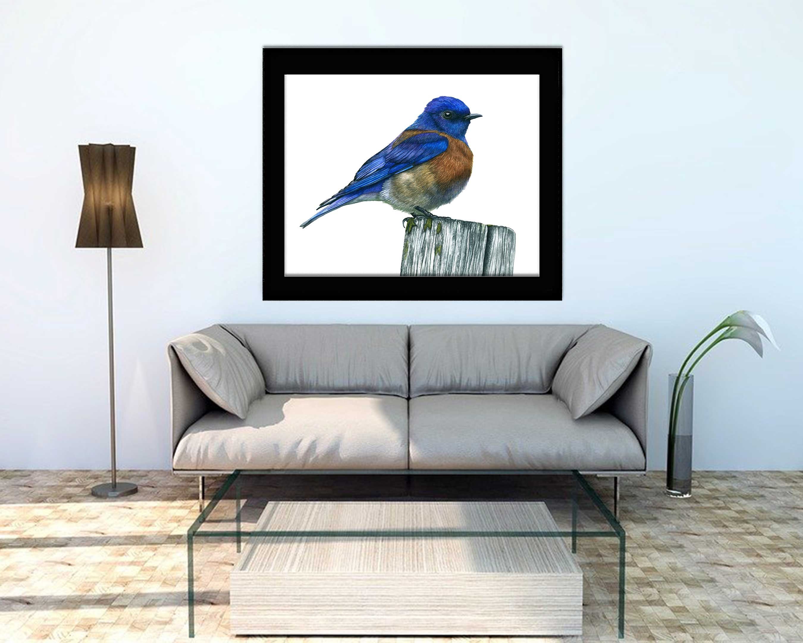 Bluebird Watercolor Art Print Blue Bird Wall Art Decor Eastern - Etsy