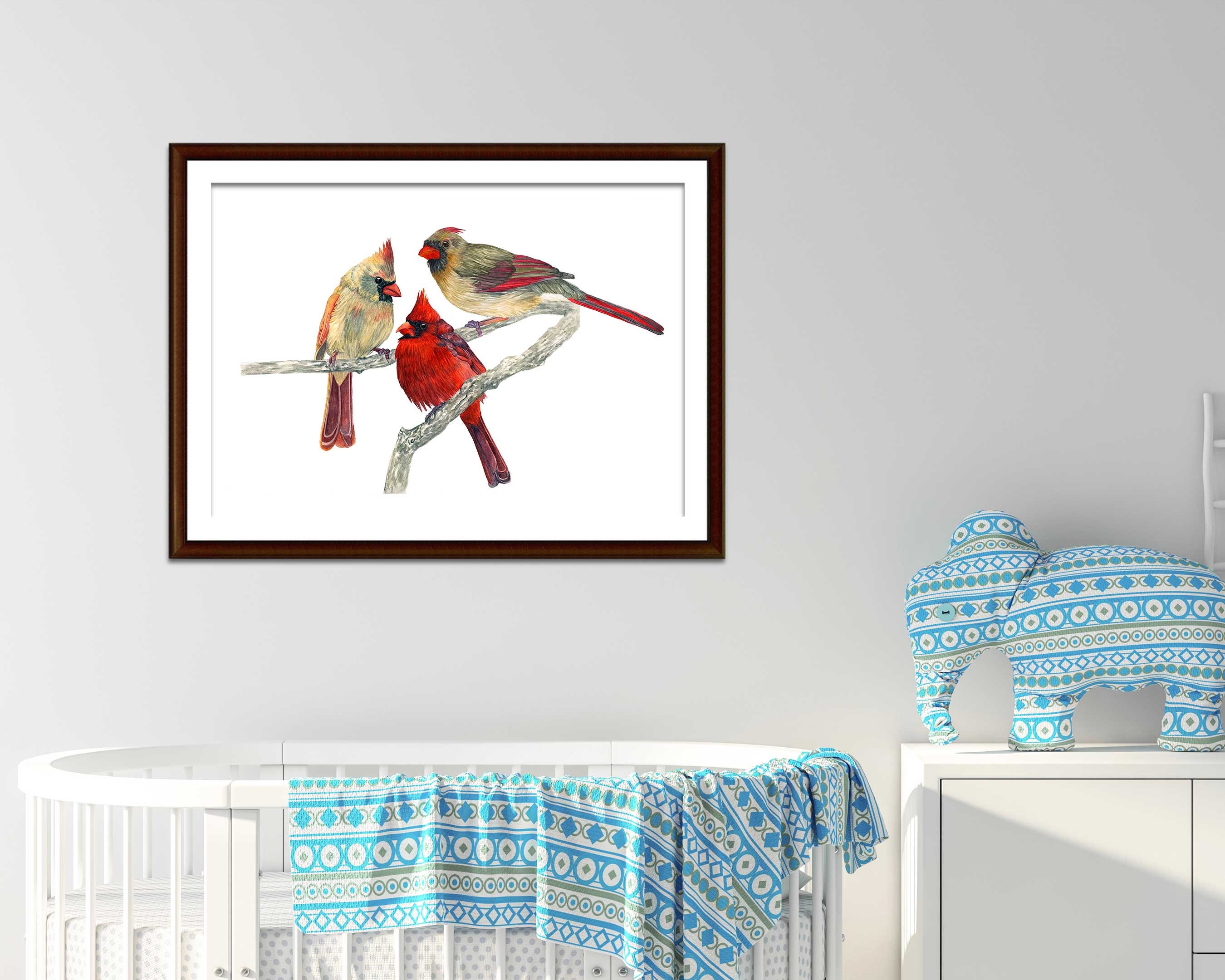 Three Cardinal Birds Watercolor Art Print, Memorial, Thinking of You ...