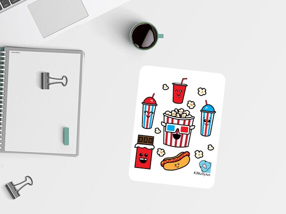 Movie Theater Snacks Themed Sticker Sheet. Cartoon Food - Etsy