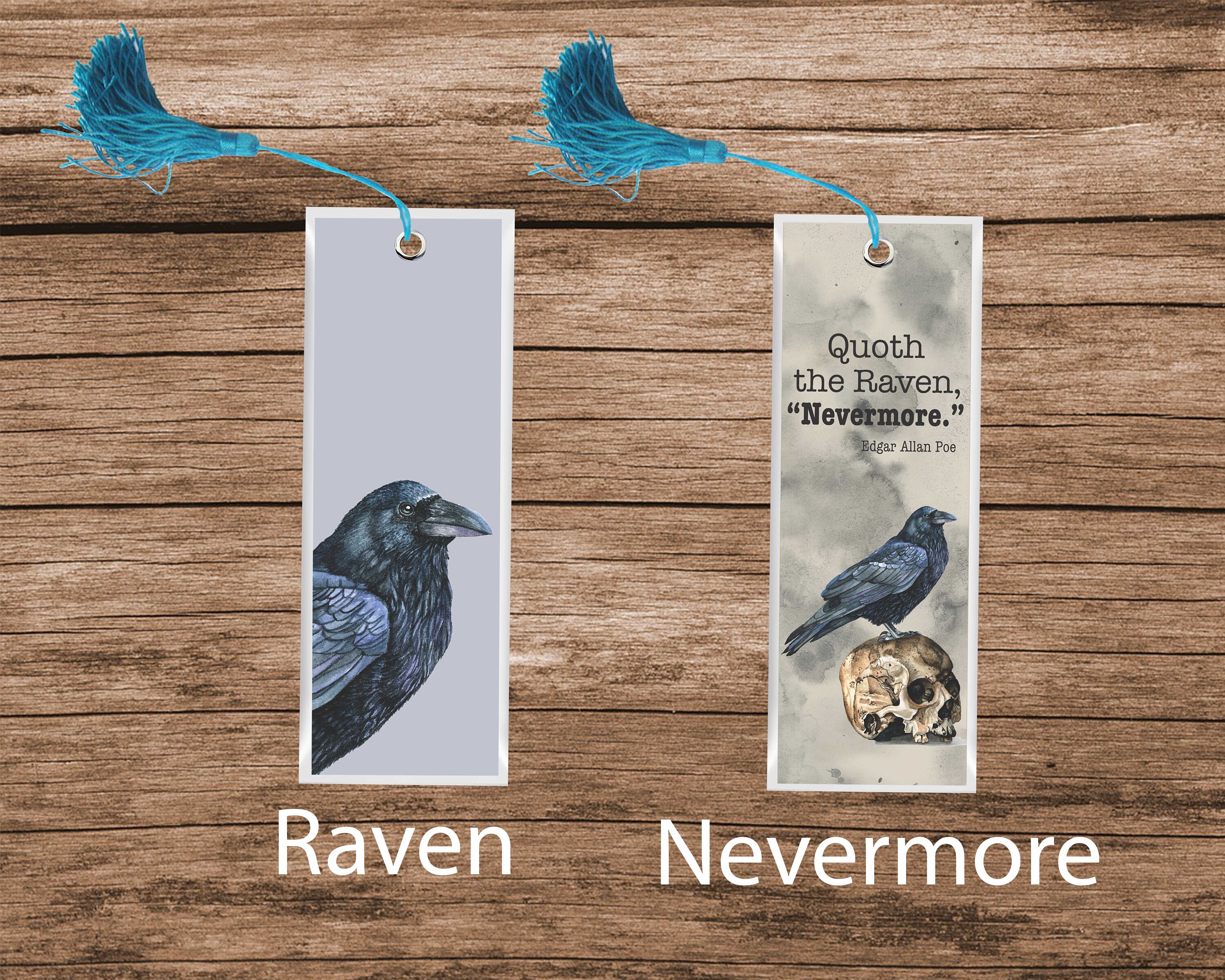 Raven Bookmark. Edgar Allan Poe Raven Bookmark. Crow Bookmarker. Black ...