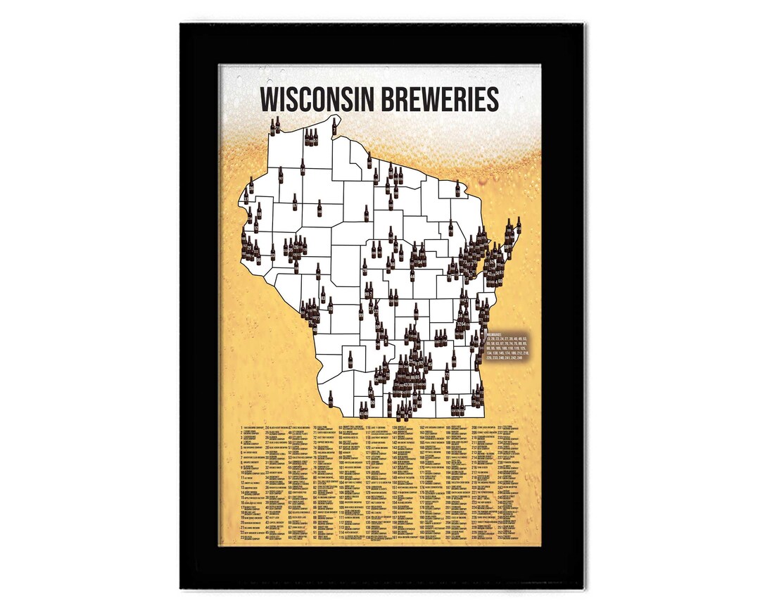 Wisconsin Breweries Push Pin Map – Craft Beer Brewery Tour Map ...