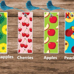 Fruit Bookmarks, Cute Bookmark, Summer Bookmarks, Apple, Cherry, Lemon ...