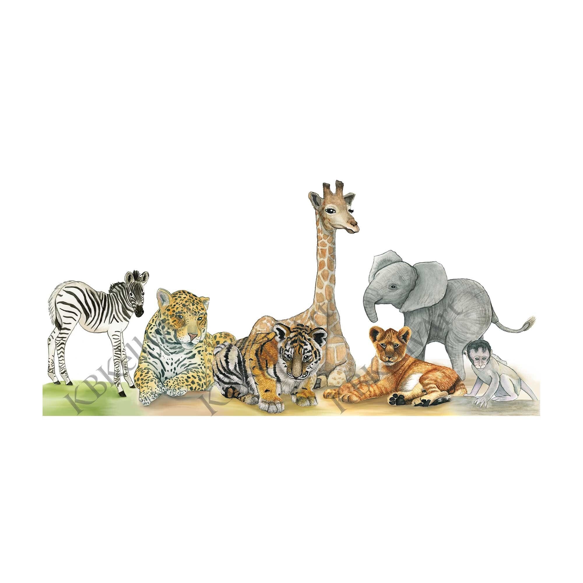 Zoo Animals Watercolor Art Print, Safari Nursery Prints, Nursery Decor ...