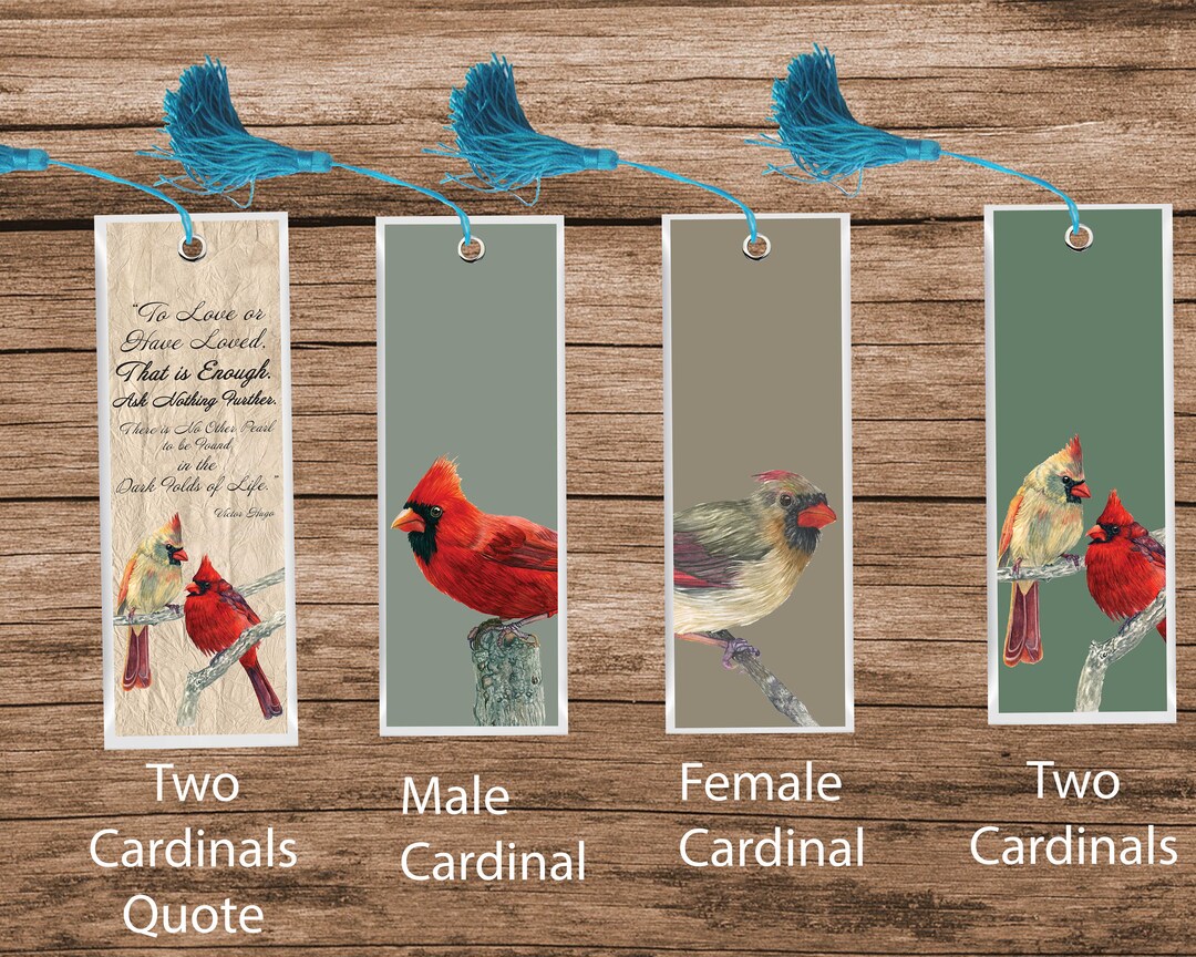 Laminated Cardinal Bird Bookmark. Original Watercolor Bookmarks. Gift ...
