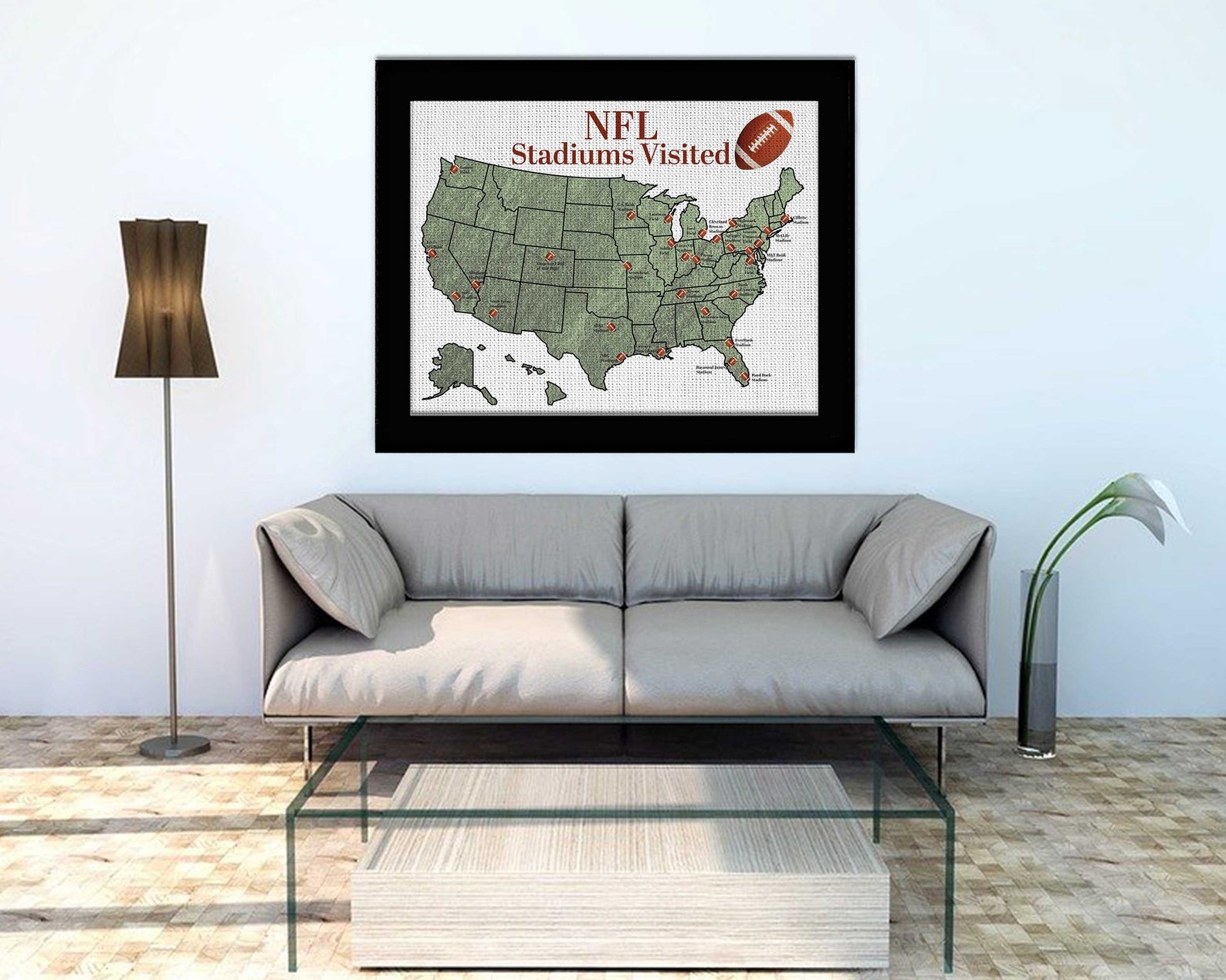 Pro Football Stadium Push Pin Map NFL Football Stadium Bucket List ...