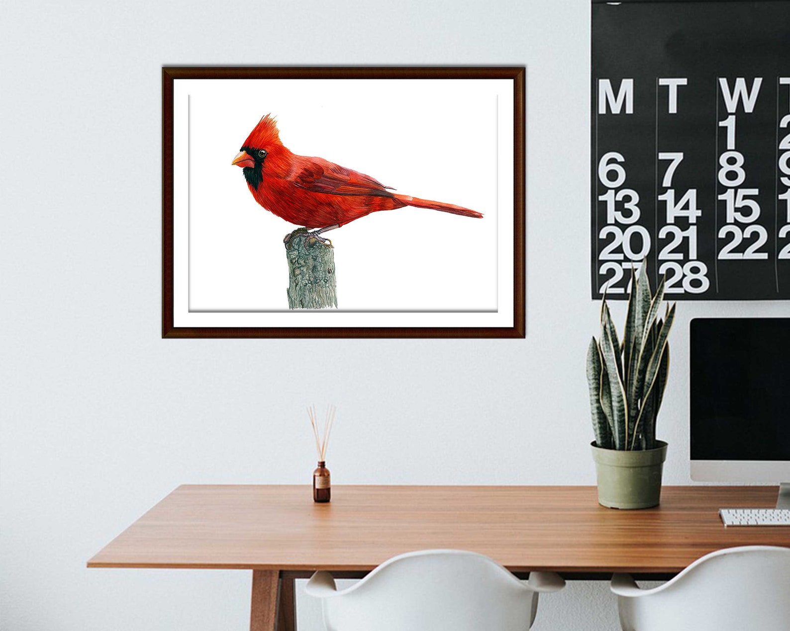 Male Cardinal Bird Watercolor Art Print, Red Cardinal Painting ...