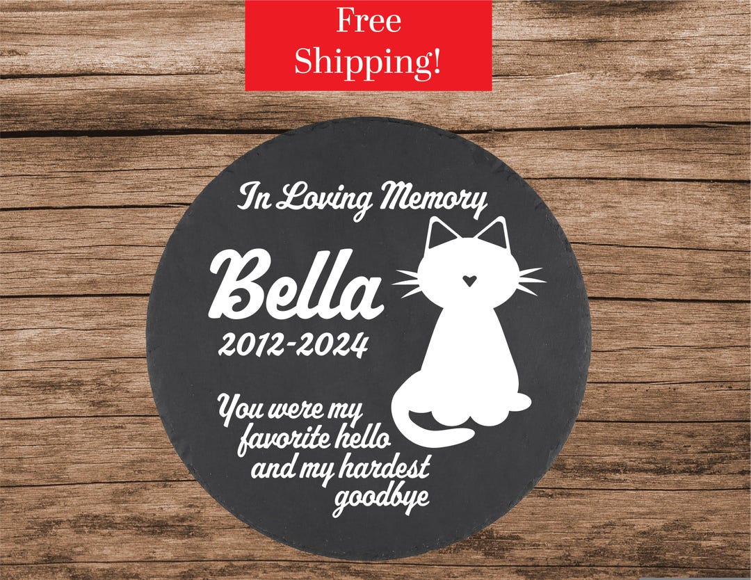 Personalized Cat Memorial Stone: Black Slate Grave Marker, Pet Loss ...
