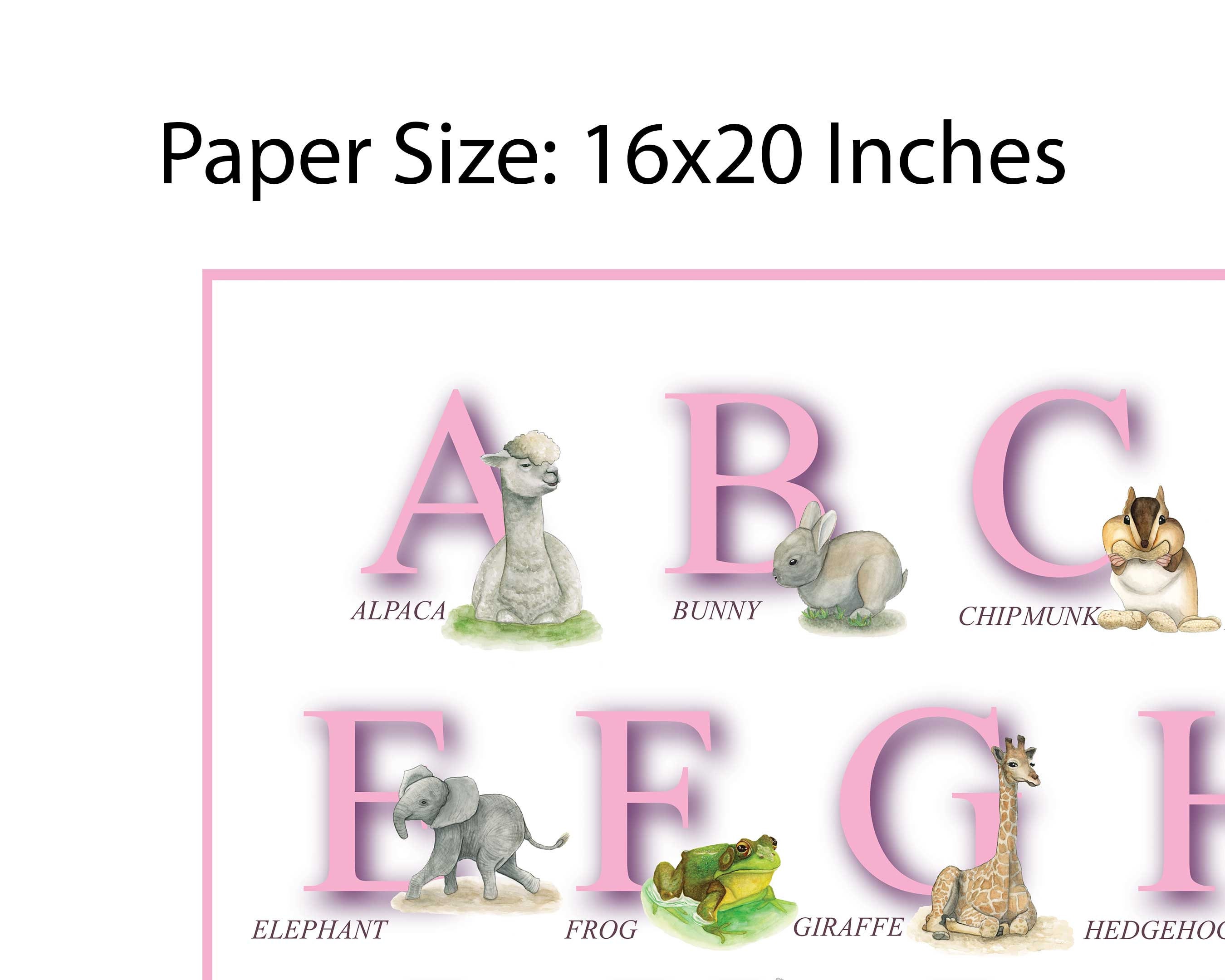 Watercolor Animal Alphabet Poster, Baby Animal Alphabet Print, Nursery ...
